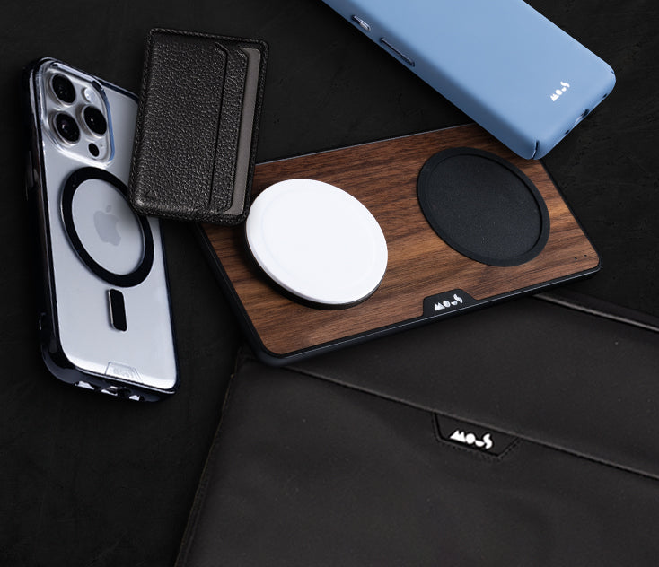 Mous | MagSafe® Compatible Black Flip Wallet with Stand