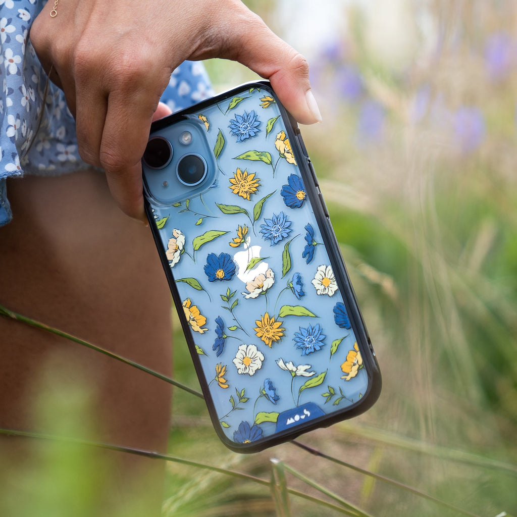 Mous | Flowers Printed Phone Case – Floral Blue - Clarity
