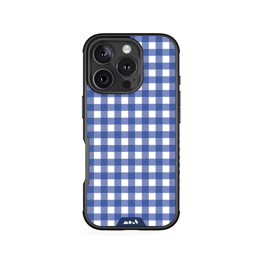 Mous | Breeze Protective Phone Case - Vibrant Blue Gingham Pattern