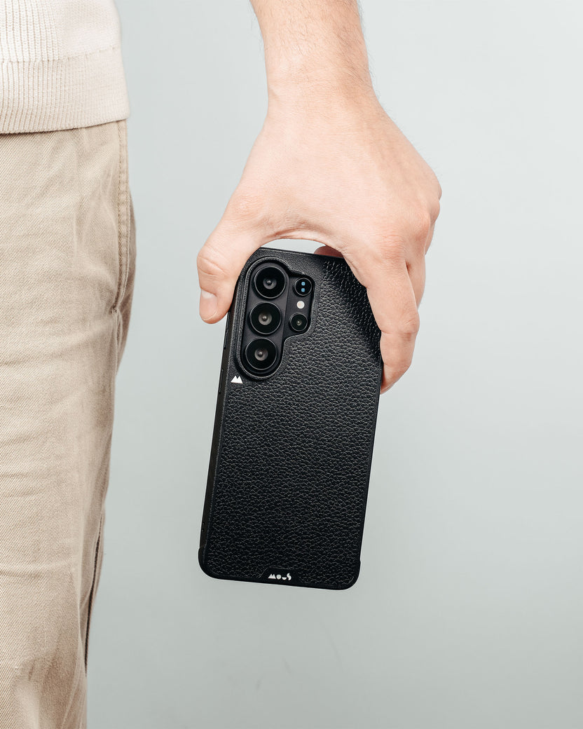 Mous | Black Leather Protective Phone Case - Limitless