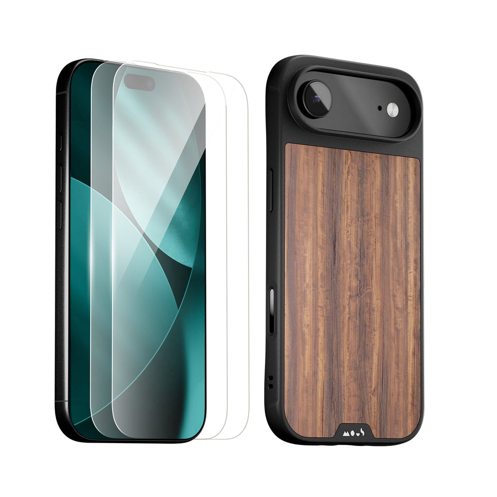 Mous | Walnut Protective Case and Screen Protector - Apple Essentials Kit