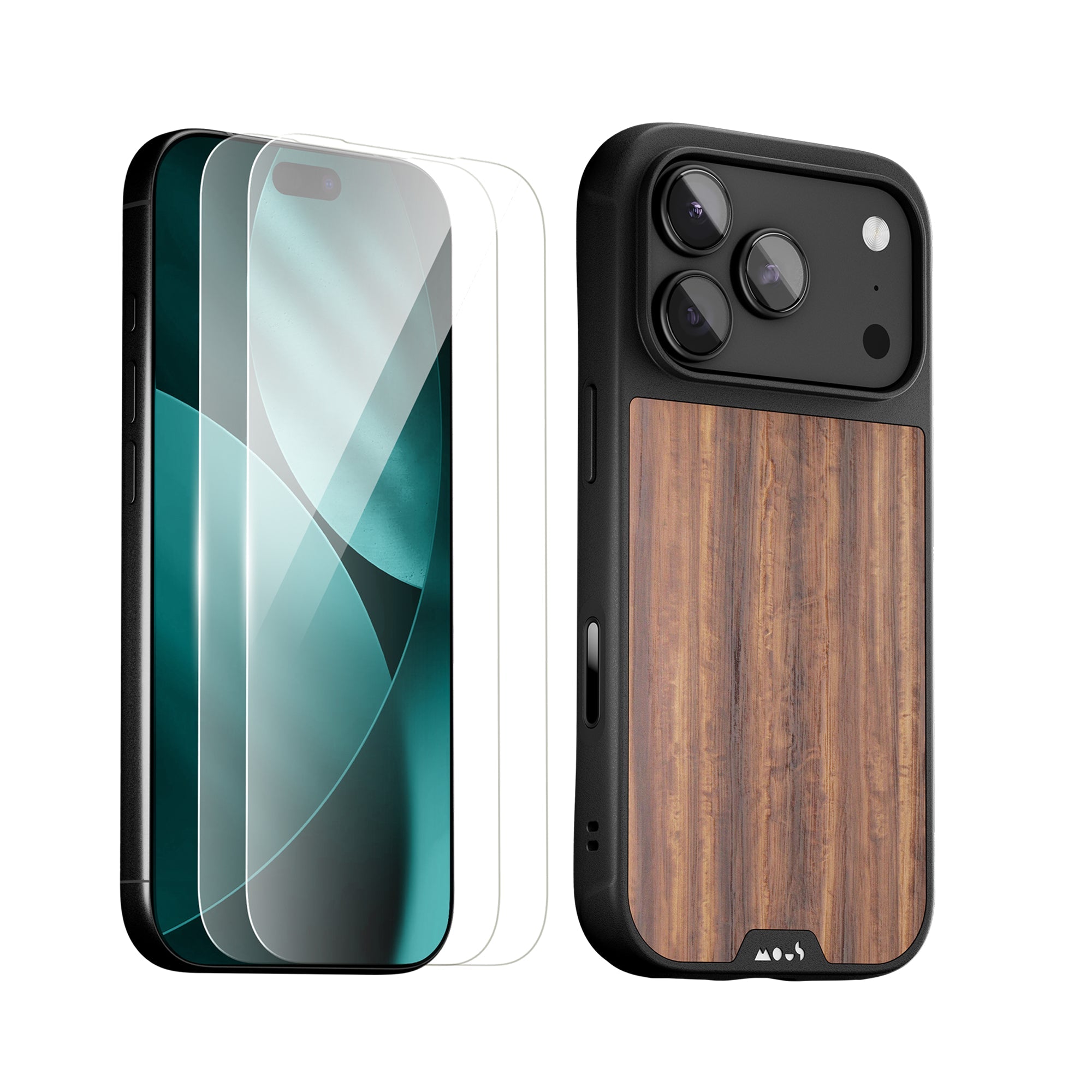 Mous | Walnut Protective Case and Screen Protector - Apple Essentials Kit